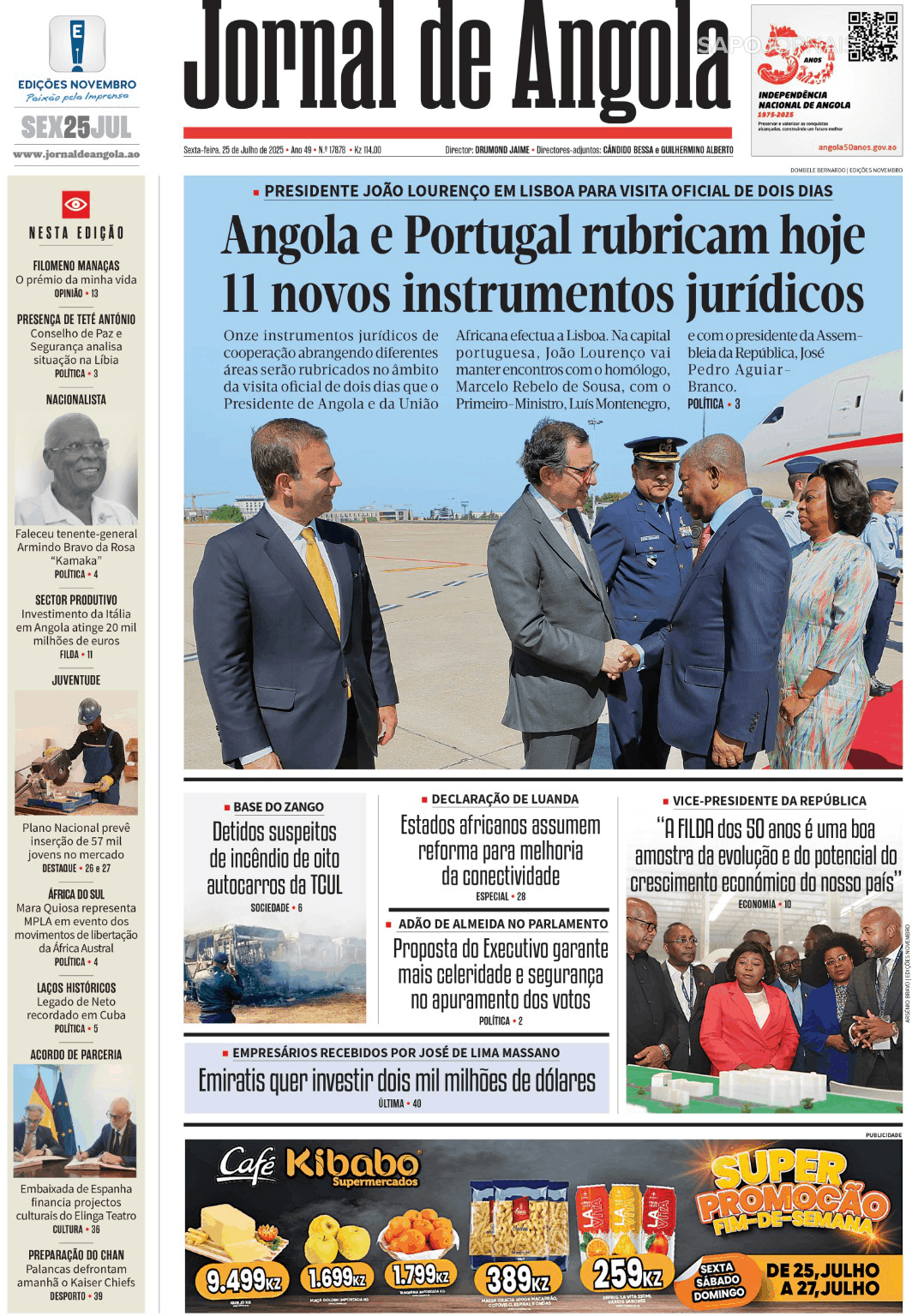 Jornal de Angola (25 jul 2025) - Jornais e Revistas - SAPO.pt - Última ...