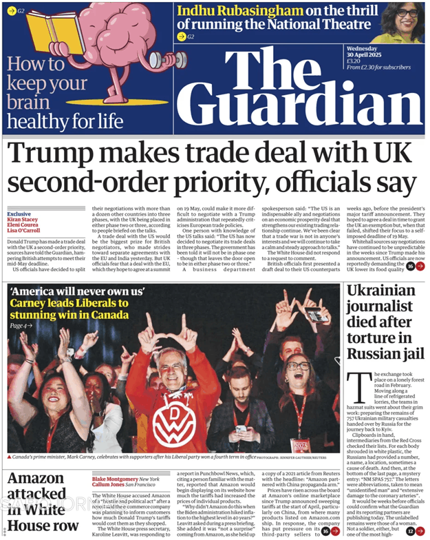 The Guardian (30 abr 2025) - Jornais e Revistas - SAPO.pt - Última hora ...