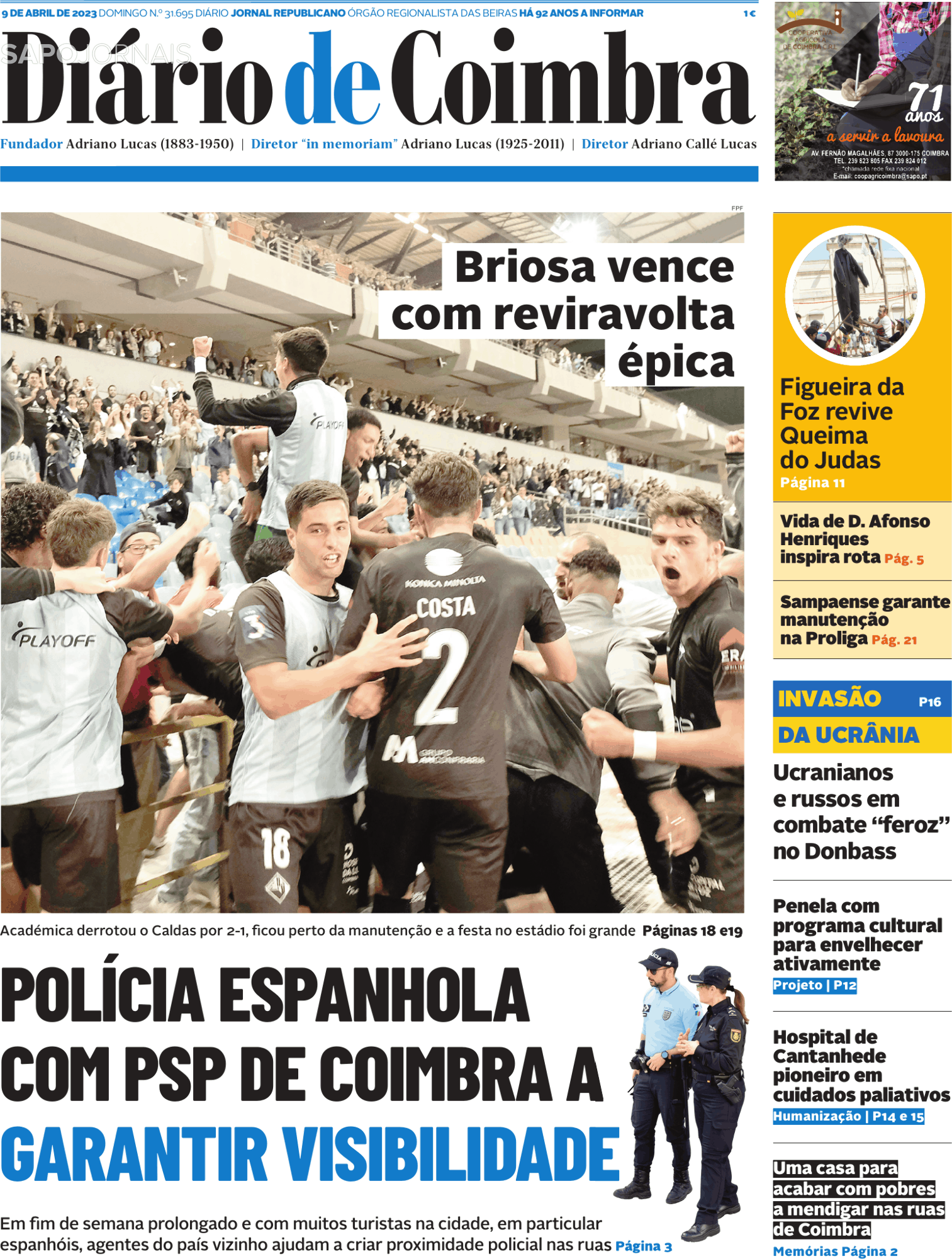Diário de Coimbra (9 abr 2023) - Jornais e Revistas - SAPO.pt - Última ...