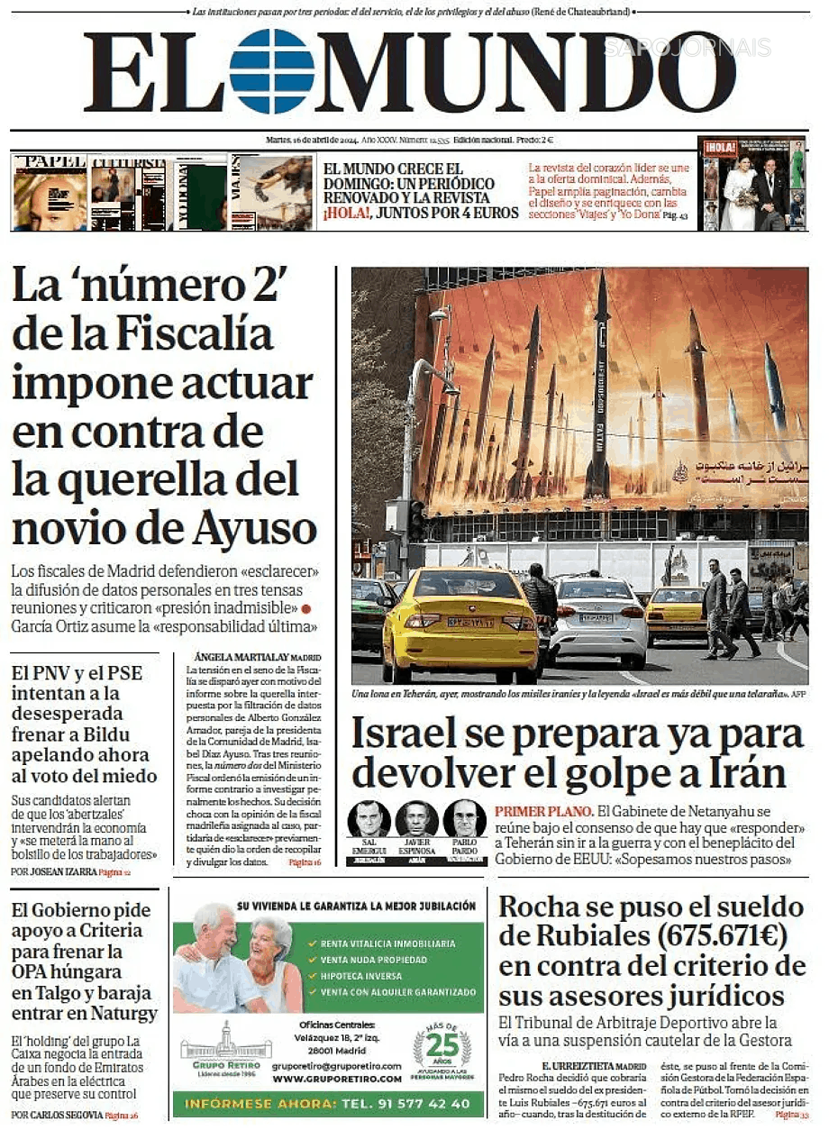 El Mundo (16 abr 2024) - Jornais e Revistas - SAPO.pt - Última hora e notícias de hoje ...