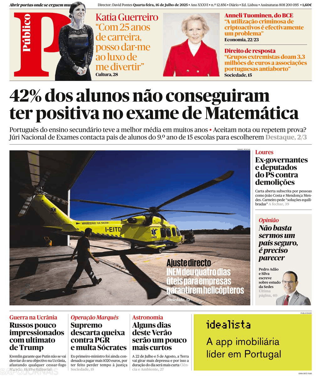 Público (16 jul 2025) - Jornais e Revistas - SAPO.pt - Última hora e ...