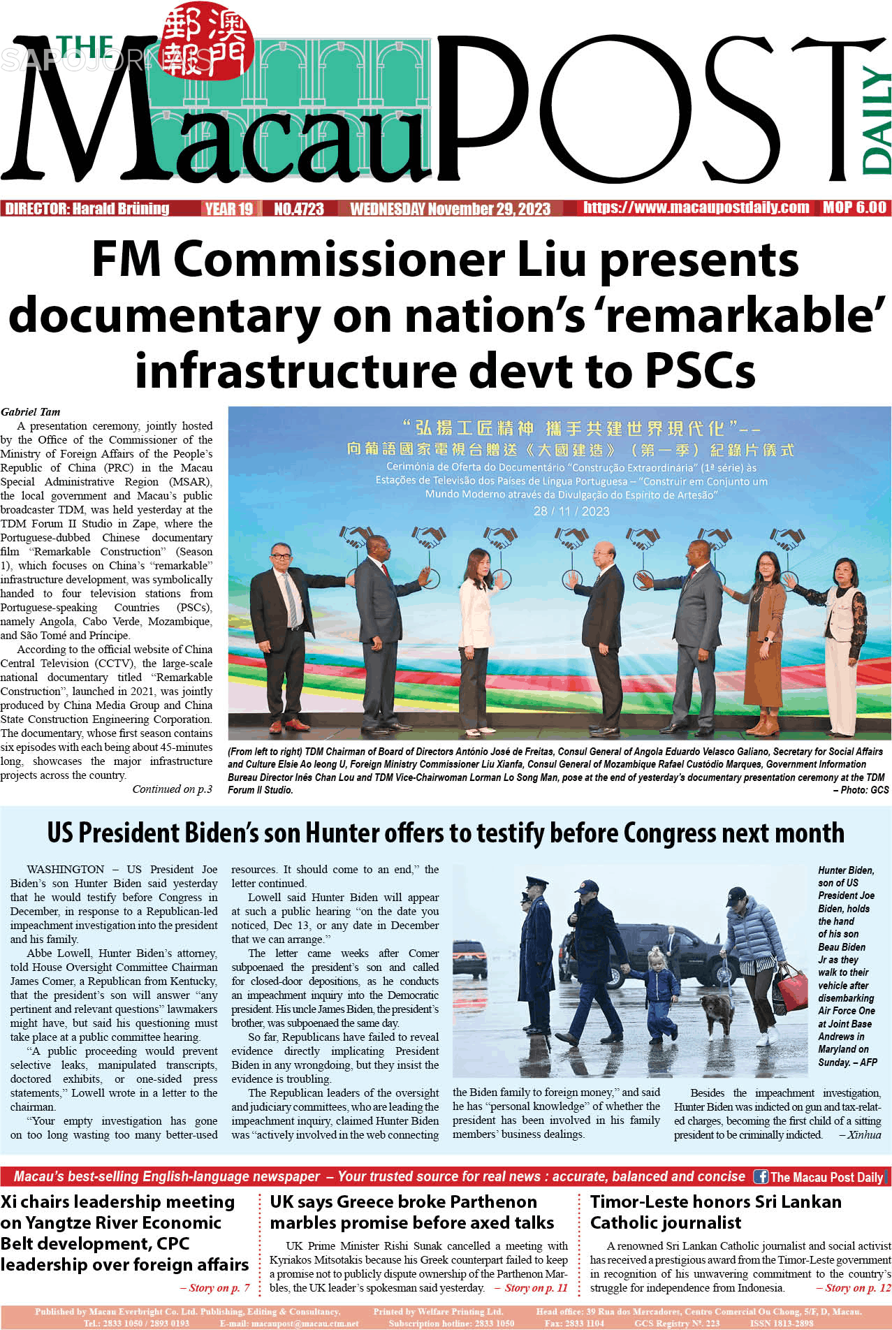 The Macau Post Daily (29 nov 2023) - Jornais e Revistas - SAPO.pt ...
