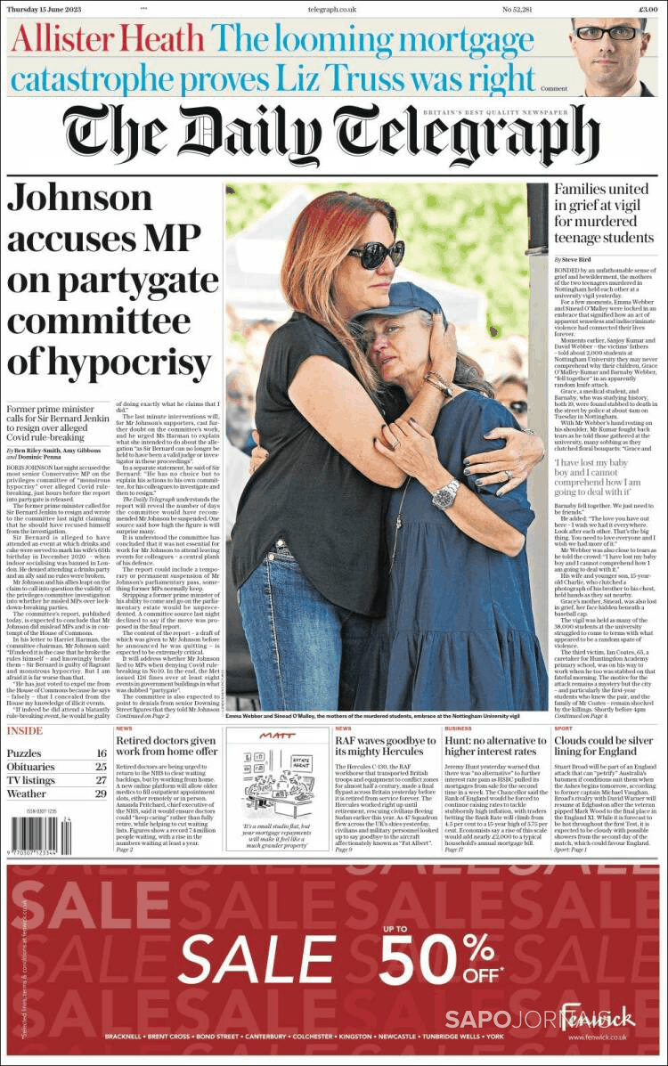The Daily Telegraph (15 jun 2023) - Jornais e Revistas - SAPO.pt ...