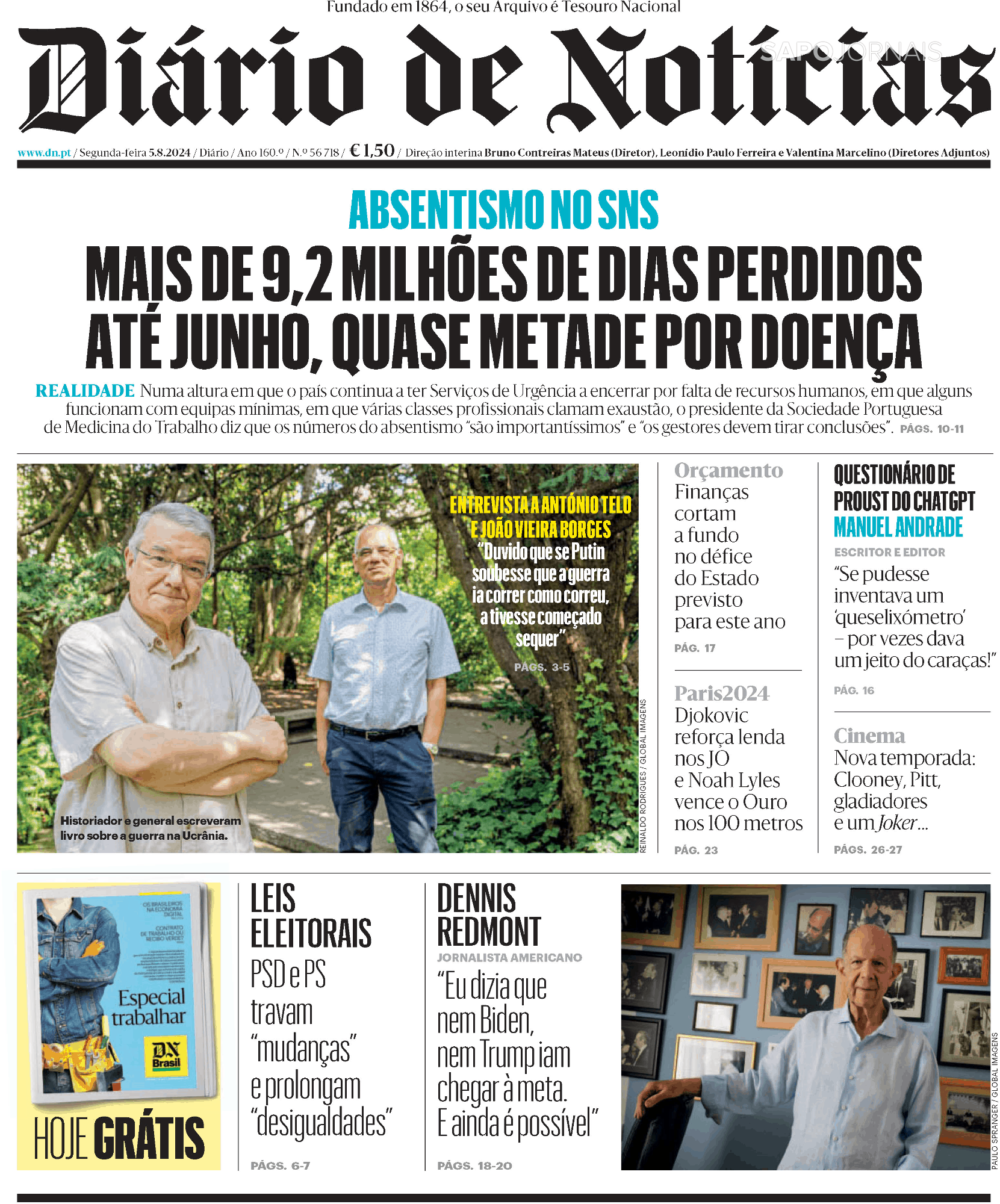 Diário de Notícias (5 ago 2024) - Jornais e Revistas - SAPO.pt - Última ...