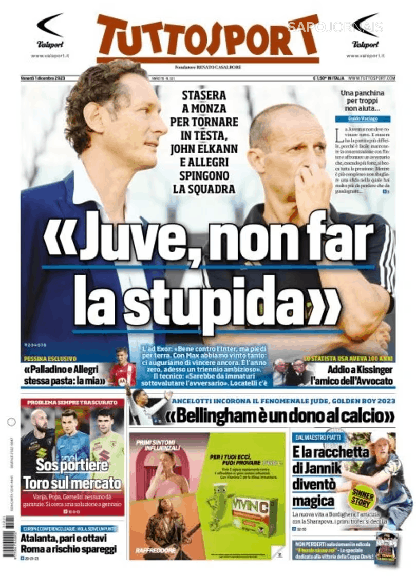 Tuttosport (1 dez 2023) - Jornais e Revistas - SAPO.pt - Última hora e ...