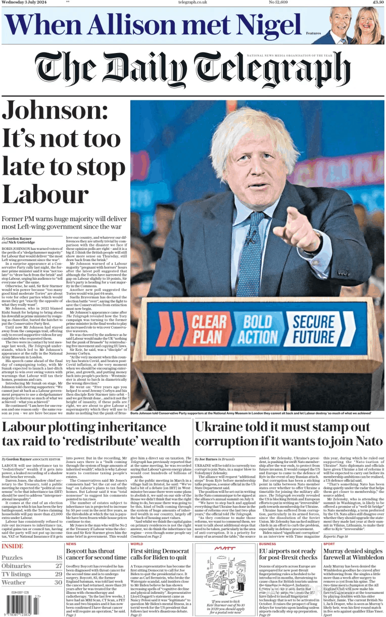 The Daily Telegraph (3 jul 2024) - Jornais e Revistas - SAPO.pt ...