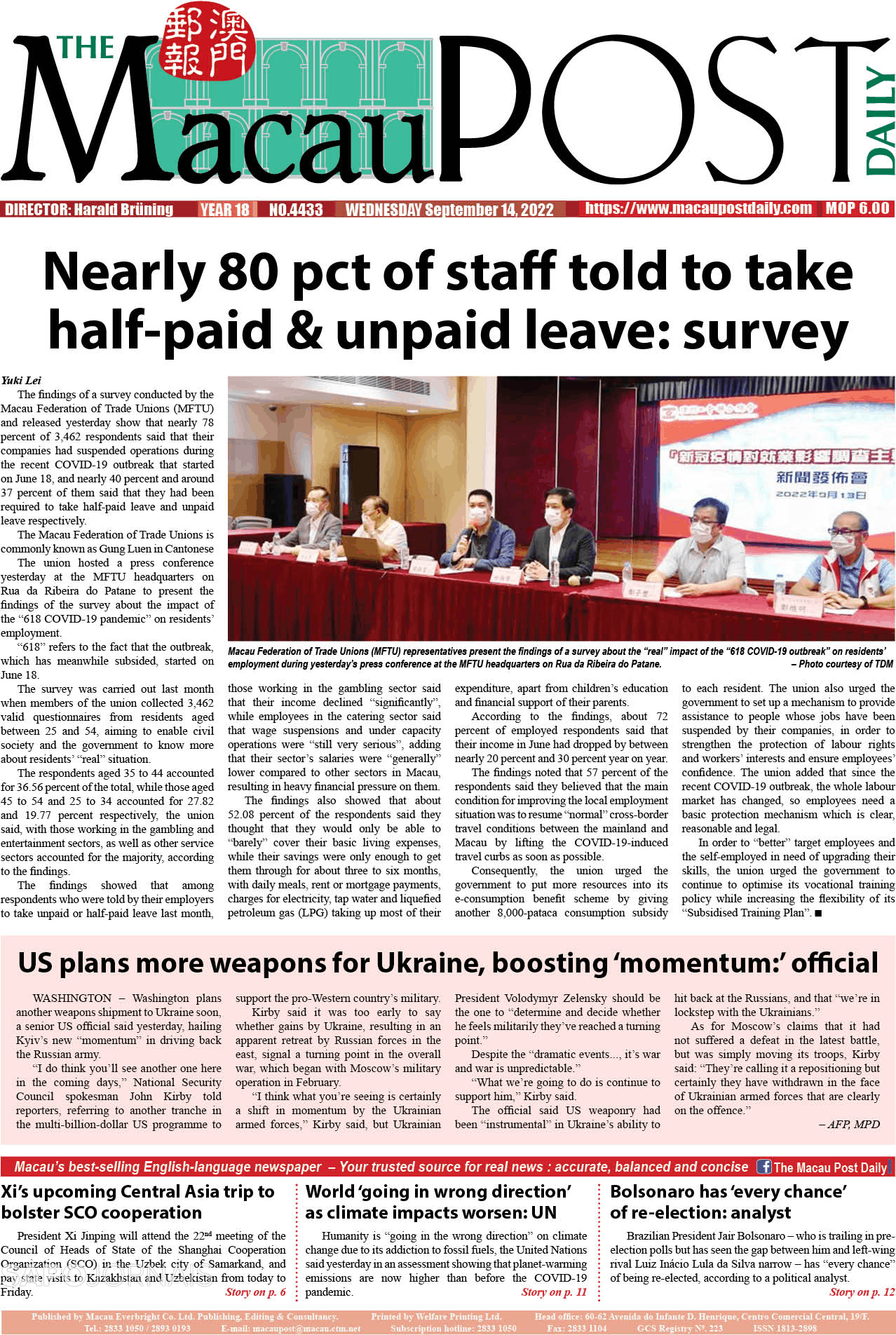 The Macau Post Daily (14 set 2022) - Jornais e Revistas - SAPO.pt ...