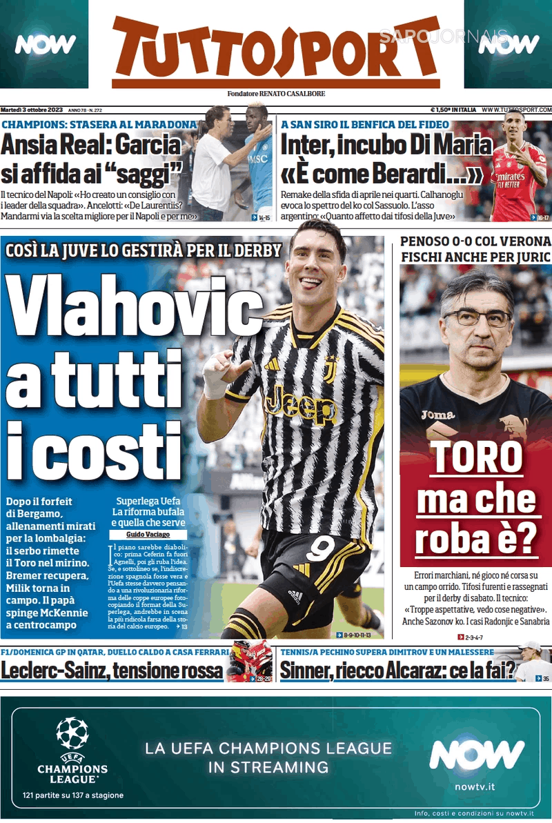 Tuttosport (3 out 2023) - Jornais e Revistas - SAPO.pt - Última hora e ...