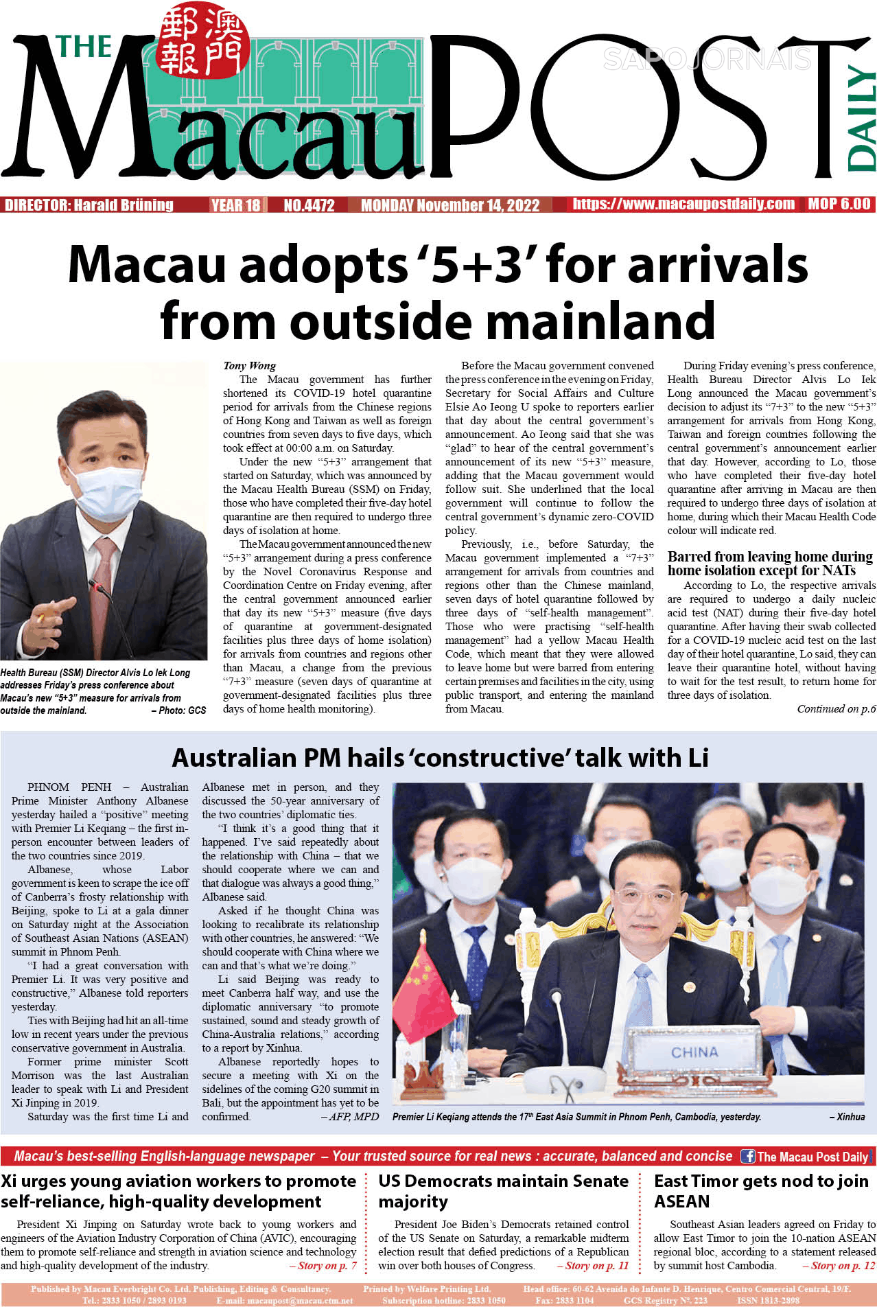 The Macau Post Daily (14 nov 2022) - Jornais e Revistas - SAPO.pt ...