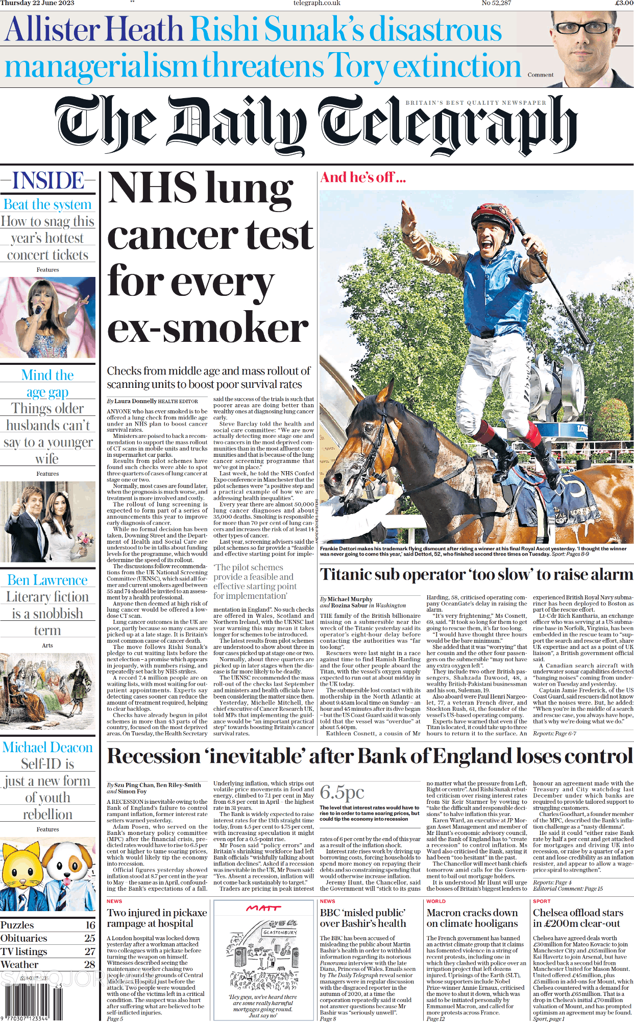 The Daily Telegraph (22 jun 2023) - Jornais e Revistas - SAPO.pt ...