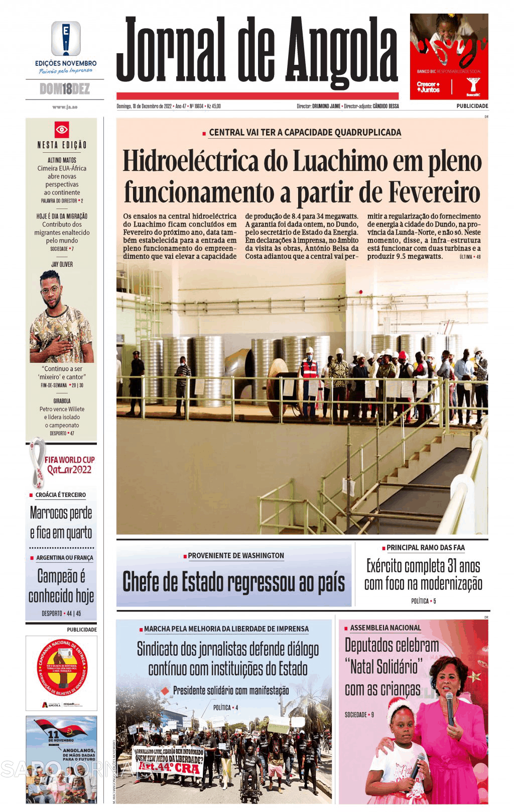 Jornal de Angola (18 dez 2022) - Jornais e Revistas - SAPO.pt - Última ...