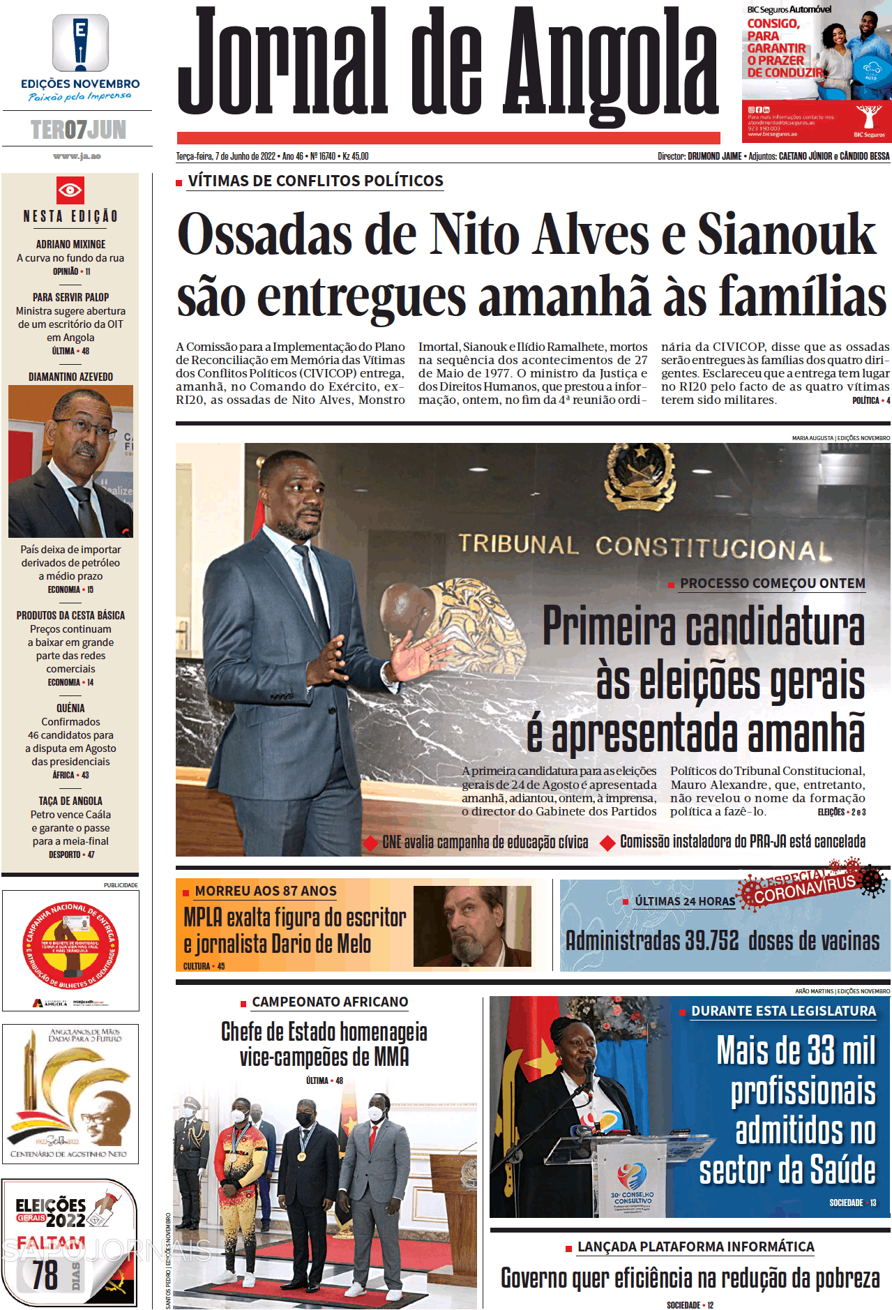 Jornal de Angola (7 jun 2022) - Jornais e Revistas - SAPO.pt - Última ...