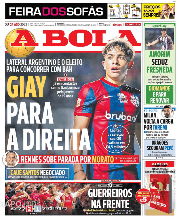 A Bola (24 ago 2023) - Jornais e Revistas - SAPO.pt - Última hora e ...