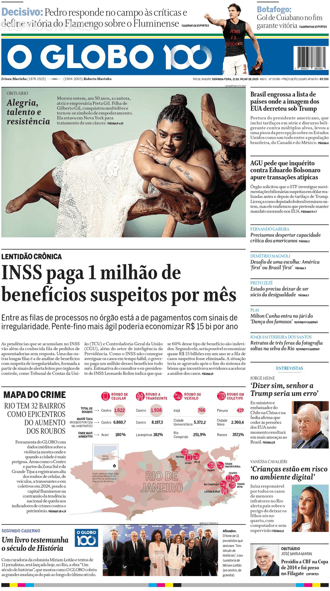 O Globo (21 jul 2025) - Jornais e Revistas - SAPO.pt - Última hora e notícias de hoje ...