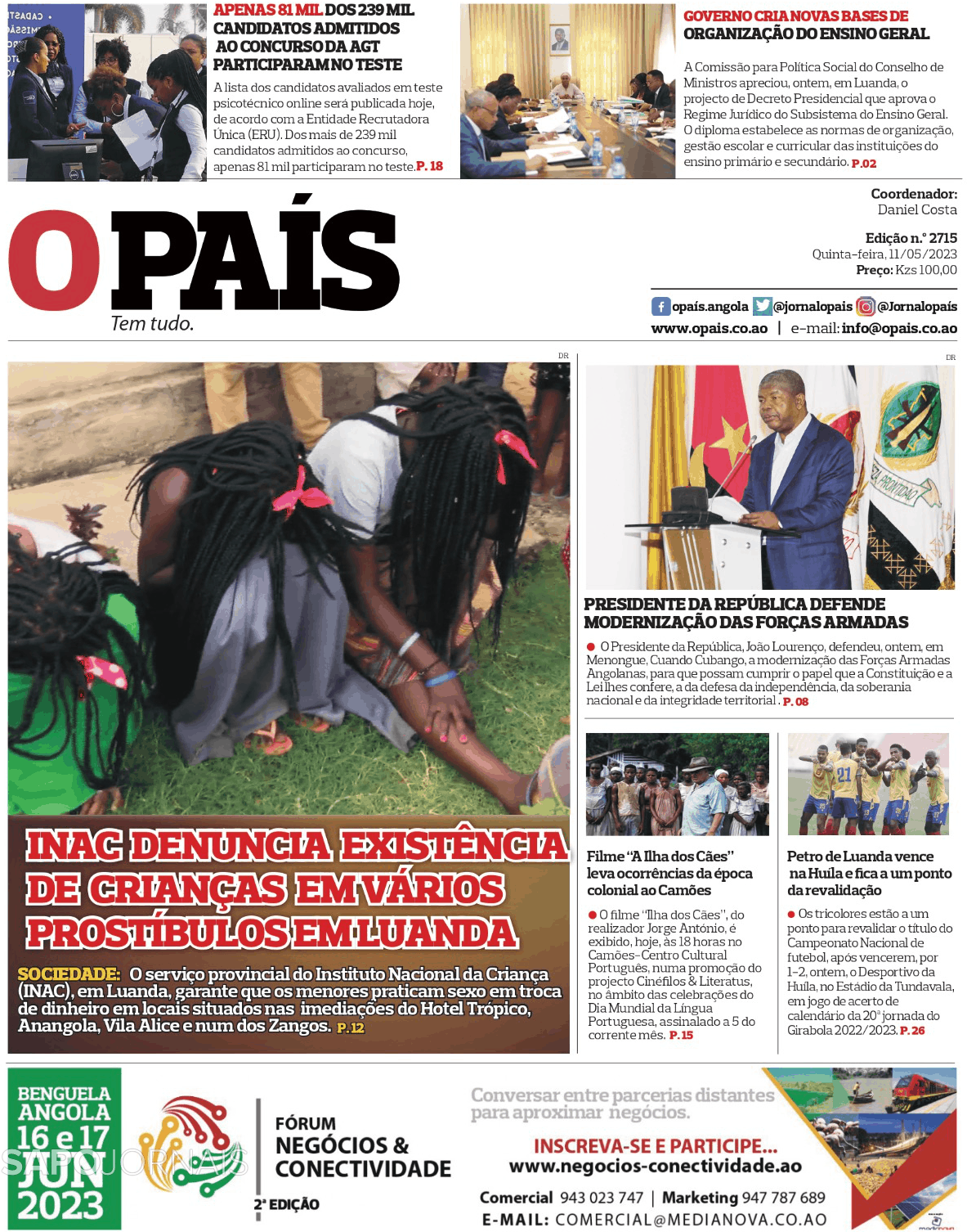 O País (11 mai 2023) - Jornais e Revistas - SAPO.pt - Última hora e ...