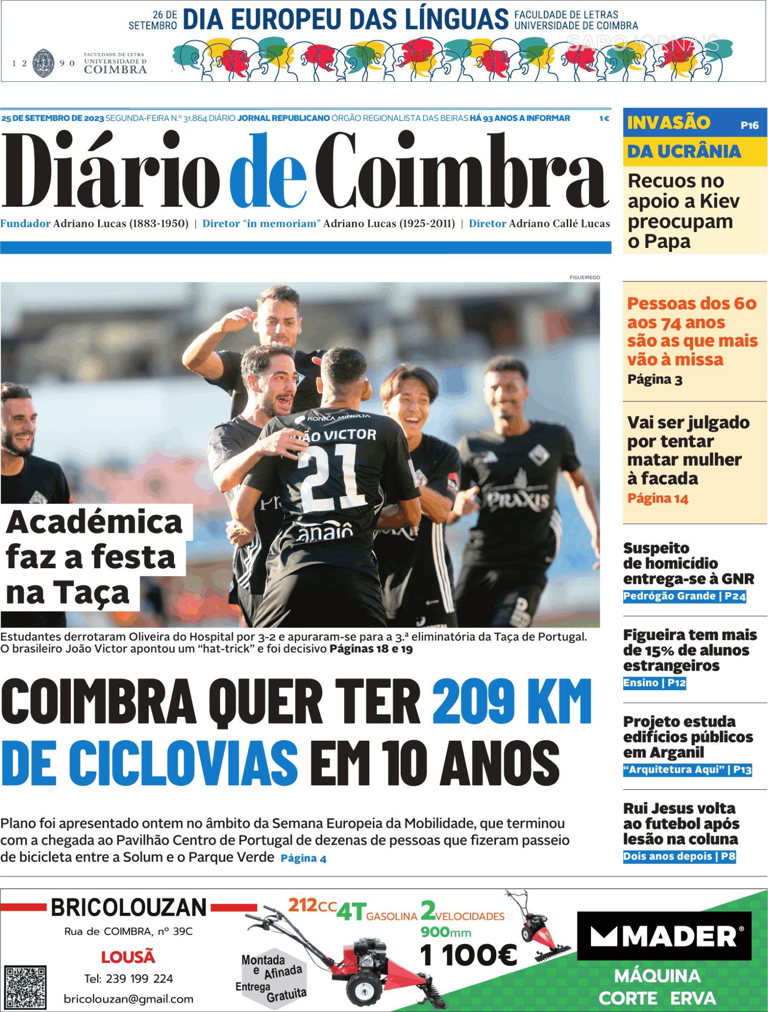 Diário de Coimbra (25 set 2023) - Jornais e Revistas - SAPO.pt - Última hora e notícias de hoje ...