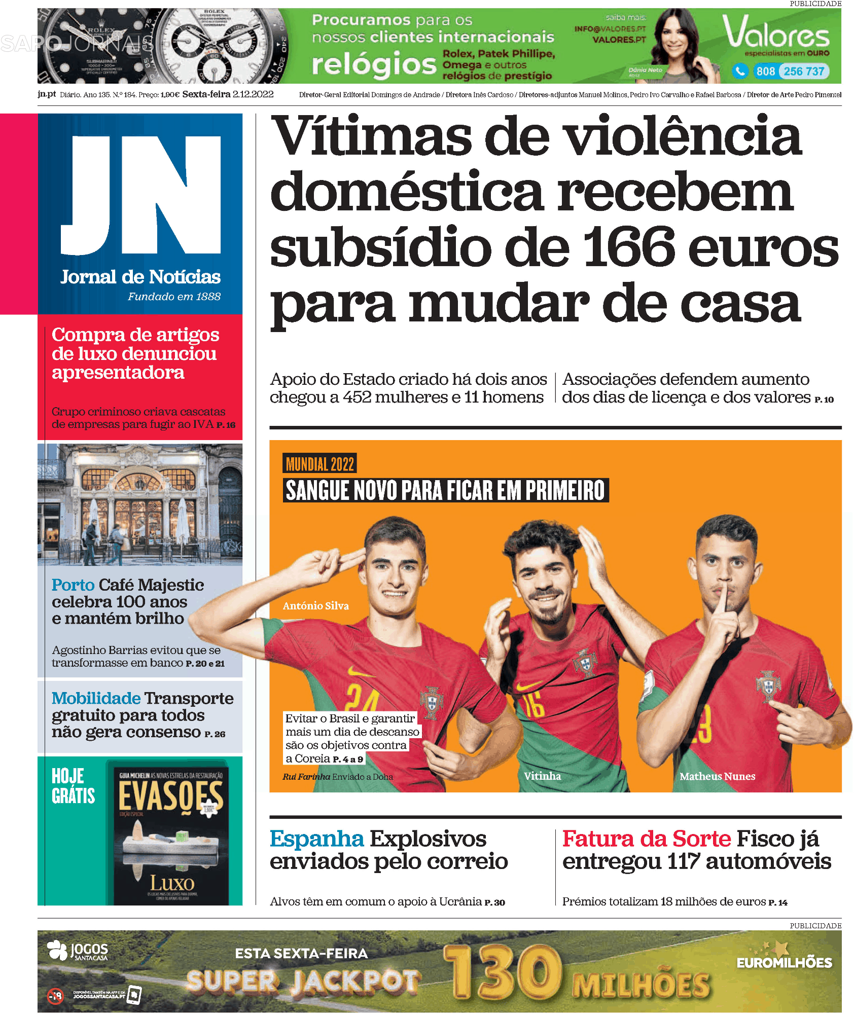 Jornal de Notícias (2 dez 2022) - Jornais e Revistas - SAPO.pt - Última ...