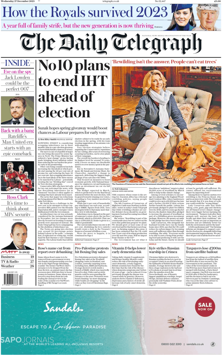The Daily Telegraph (27 dez 2023) - Jornais e Revistas - SAPO.pt ...