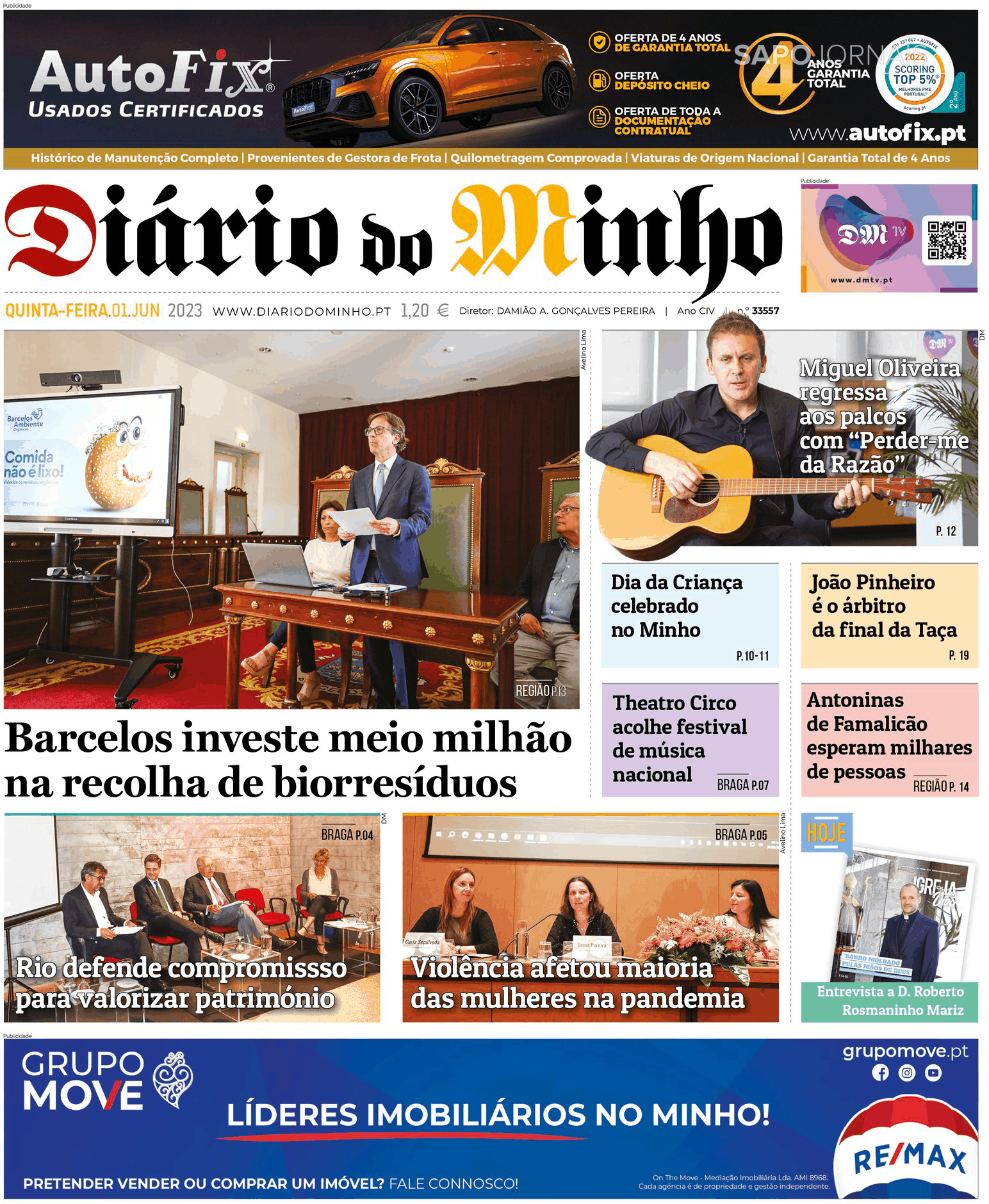 Diário do Minho (1 jun 2023) - Jornais e Revistas - SAPO.pt - Última hora e notícias de hoje ...