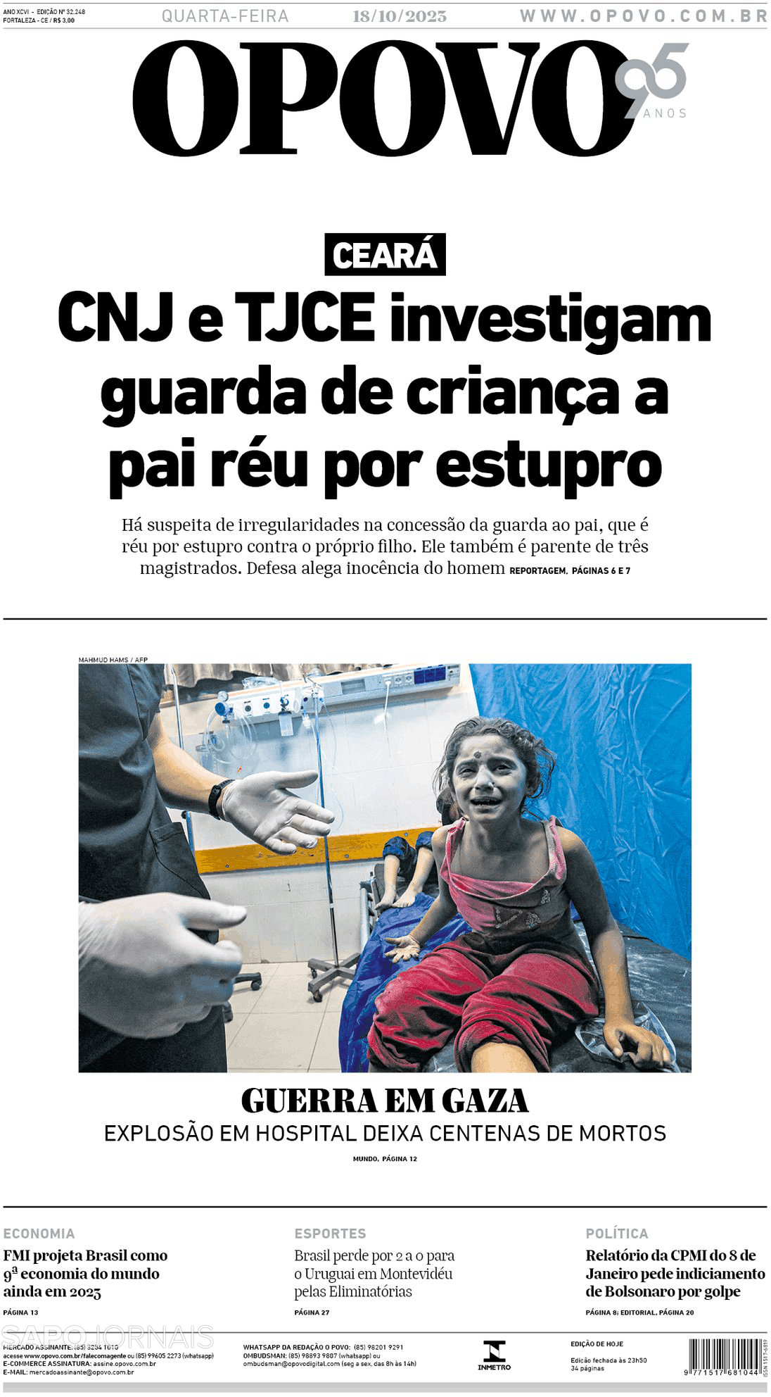 O Povo (18 out 2023) - Jornais e Revistas - SAPO.pt - Última hora e notícias de hoje atualizadas ...