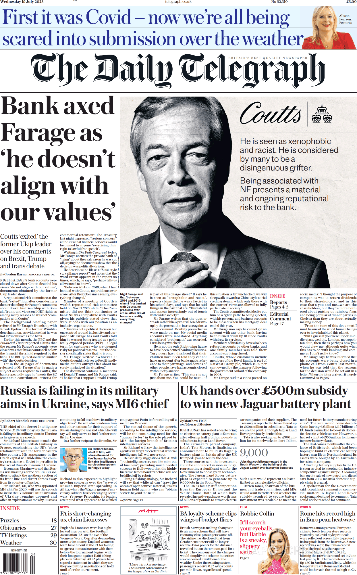 The Daily Telegraph (19 jul 2023) - Jornais e Revistas - SAPO.pt ...