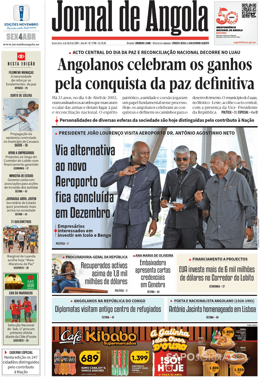 Jornal de Angola (4 abr 2025) - Jornais e Revistas - SAPO.pt - Última ...
