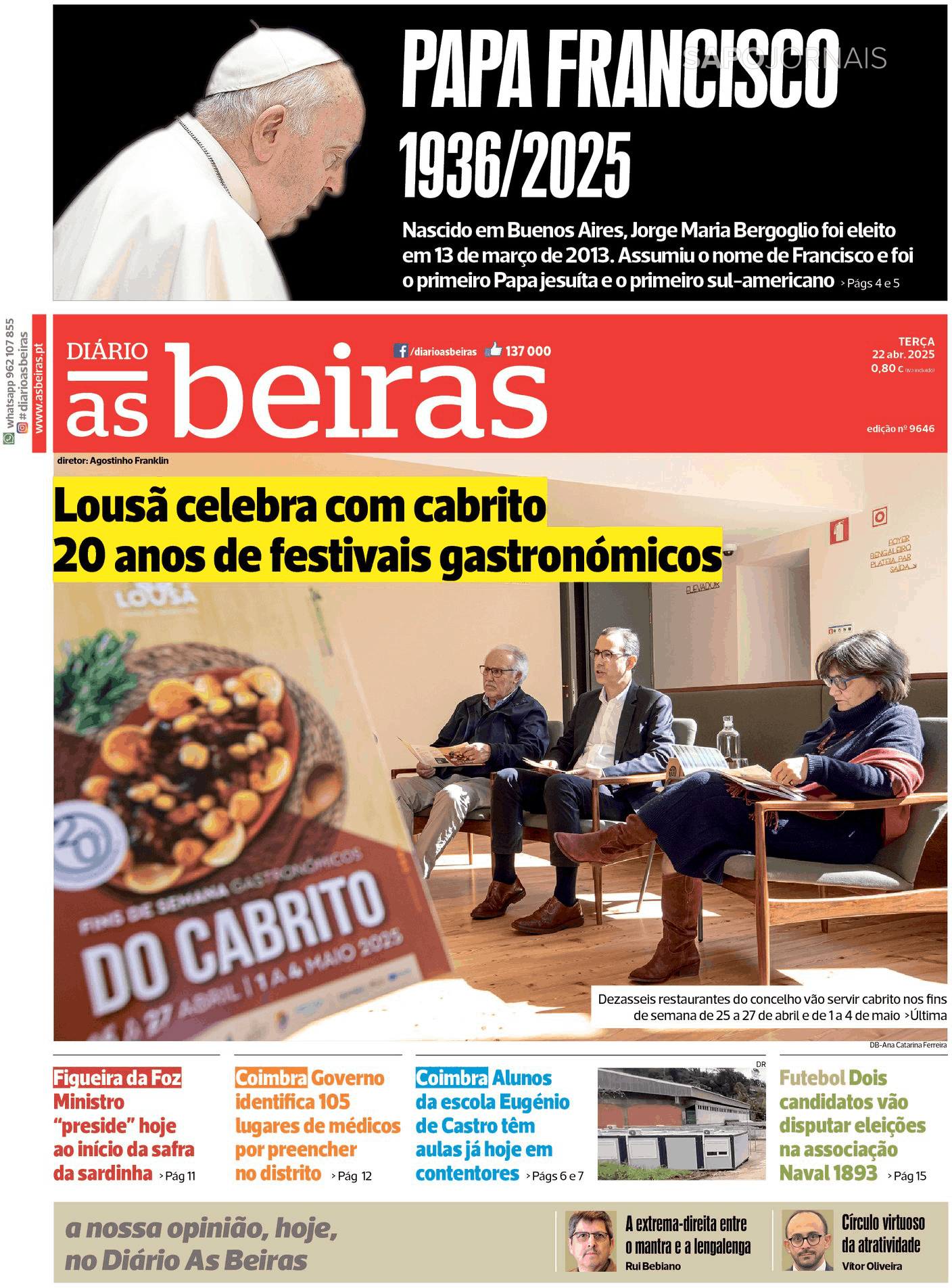 Diário as Beiras (22 abr 2025) - Jornais e Revistas - SAPO.pt - Última ...