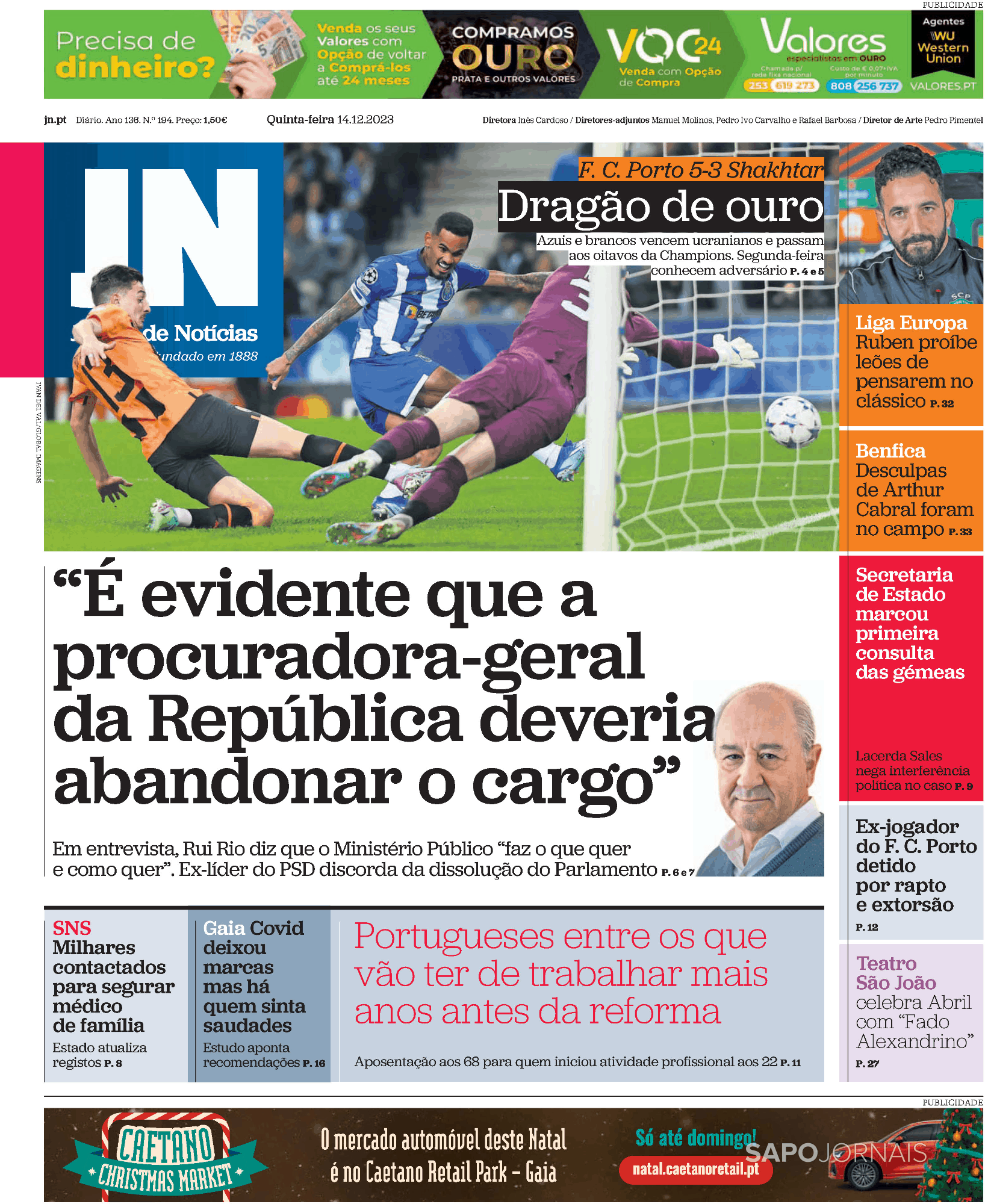 Jornal de Notícias (14 dez 2023) - Jornais e Revistas - SAPO.pt ...