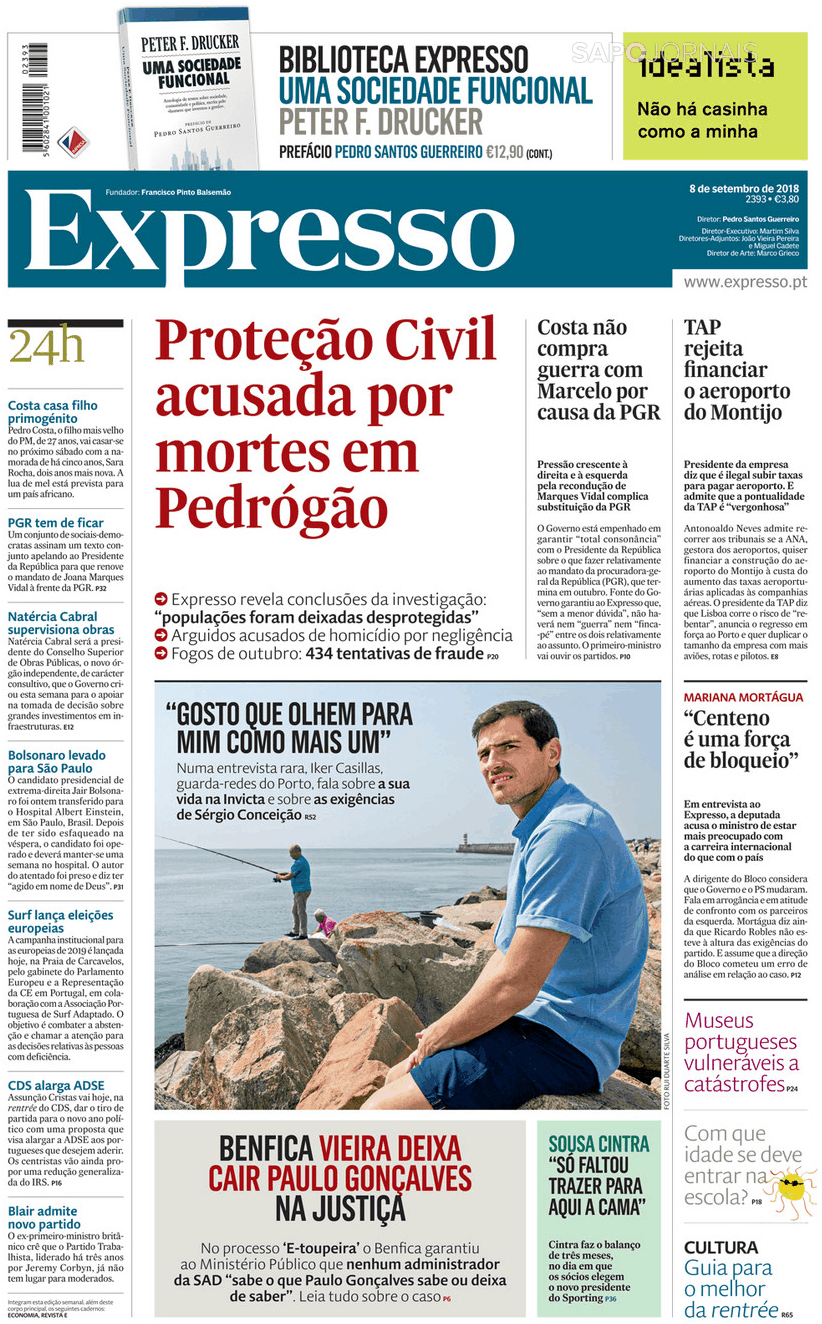 Expresso (8 set 2018) - Jornais e Revistas - SAPO.pt - Última hora e ...