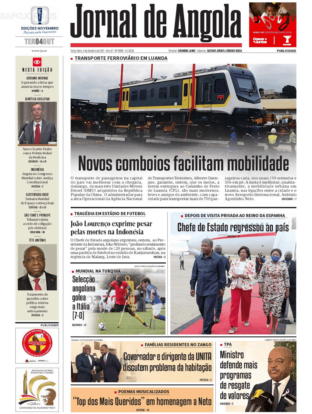 Jornal de Angola (4 out 2022) - Jornais e Revistas - SAPO.pt - Última ...