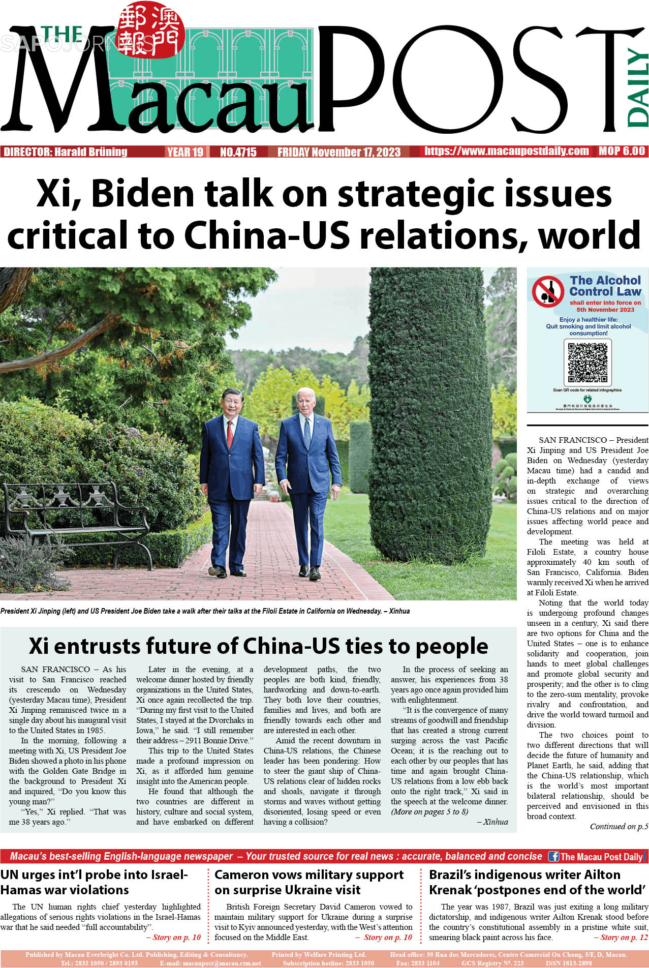 The Macau Post Daily (17 nov 2023) - Jornais e Revistas - SAPO.pt ...