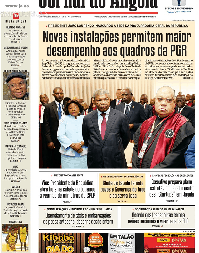 Jornal de Angola (28 abr 2023) - Jornais e Revistas - SAPO.pt - Última ...