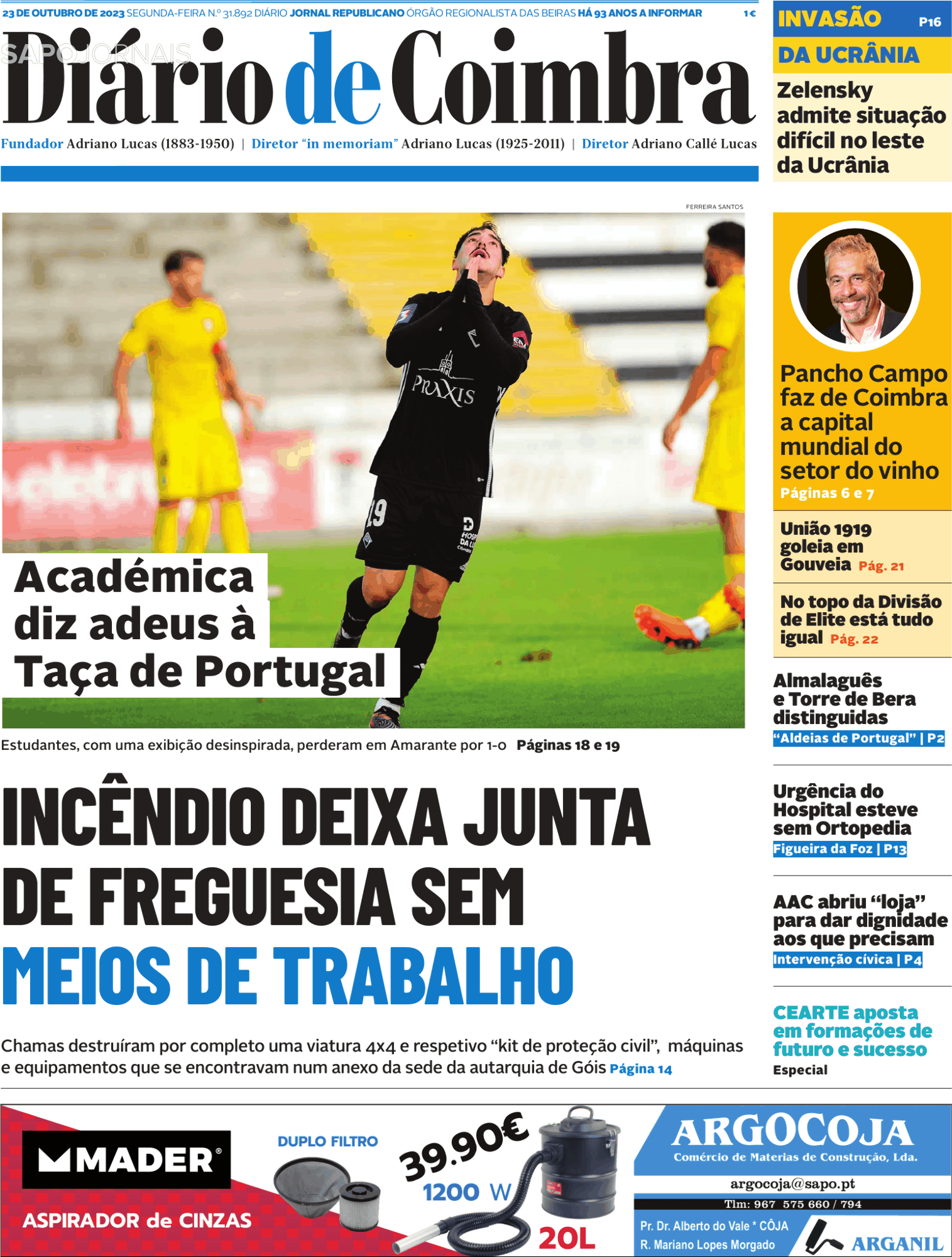 Diário de Coimbra (23 out 2023) - Jornais e Revistas - SAPO.pt - Última hora e notícias de hoje ...