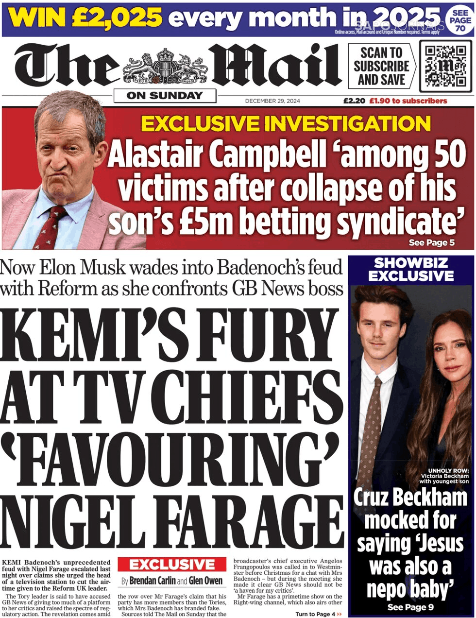 Daily Mail (29 dez 2024) - Jornais e Revistas - SAPO.pt - Última hora e ...