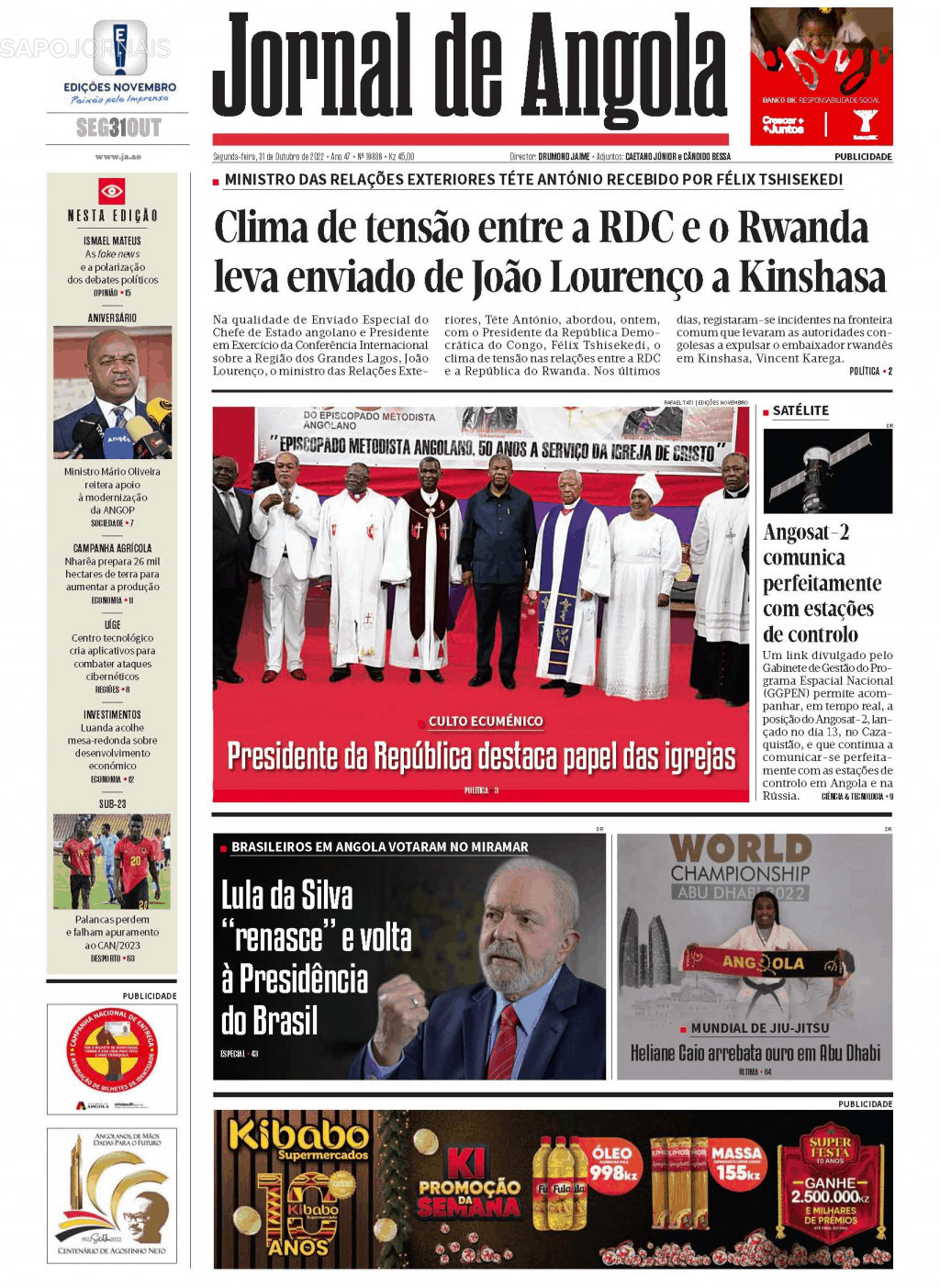 Jornal de Angola (31 out 2022) - Jornais e Revistas - SAPO.pt - Última ...