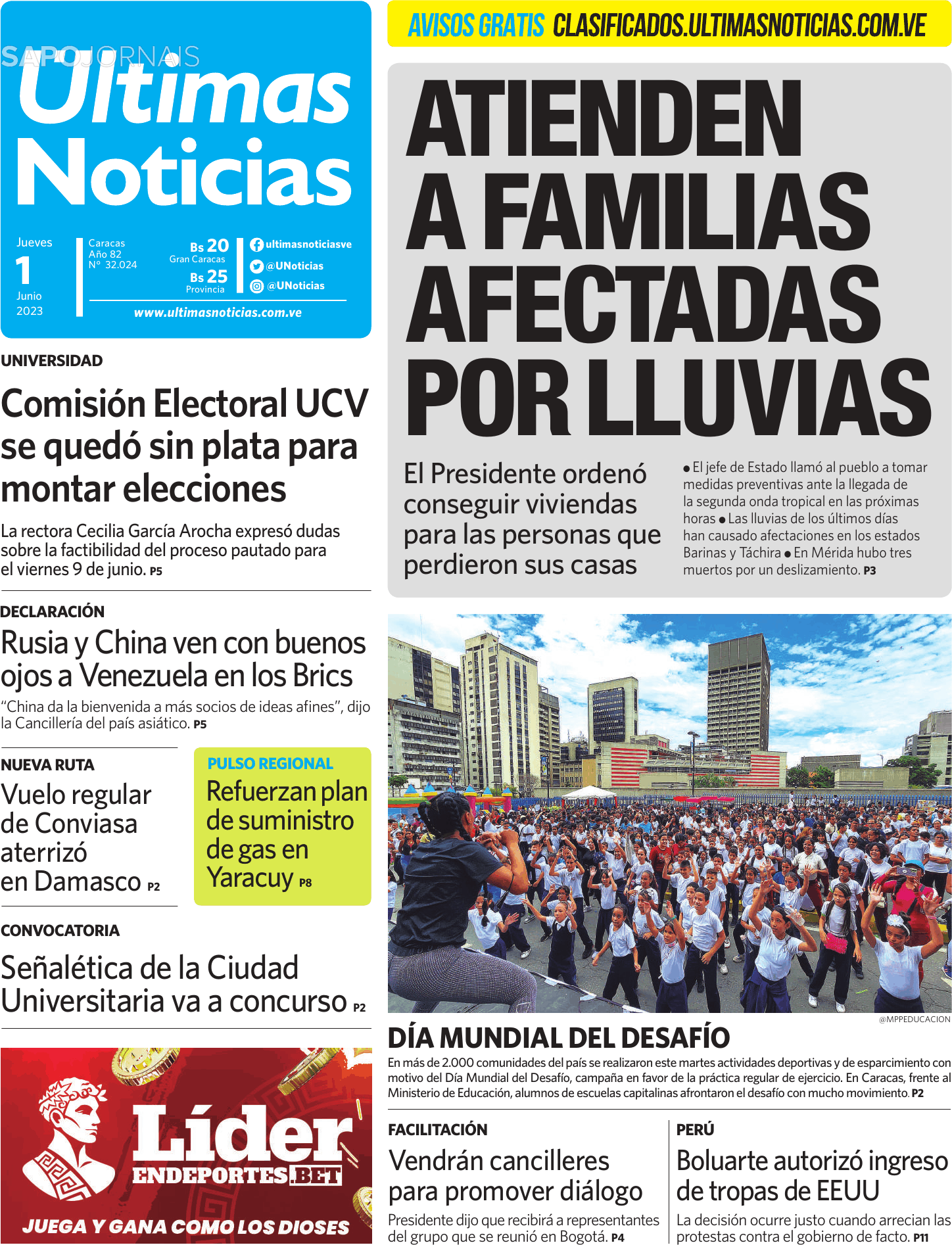 Últimas Noticias (1 jun 2023) - Jornais e Revistas - SAPO.pt - Última ...