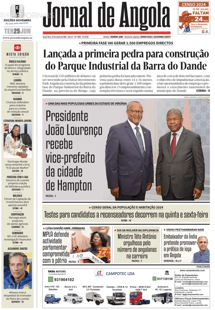 Jornal de Angola (25 jun 2024) - Jornais e Revistas - SAPO.pt - Última ...
