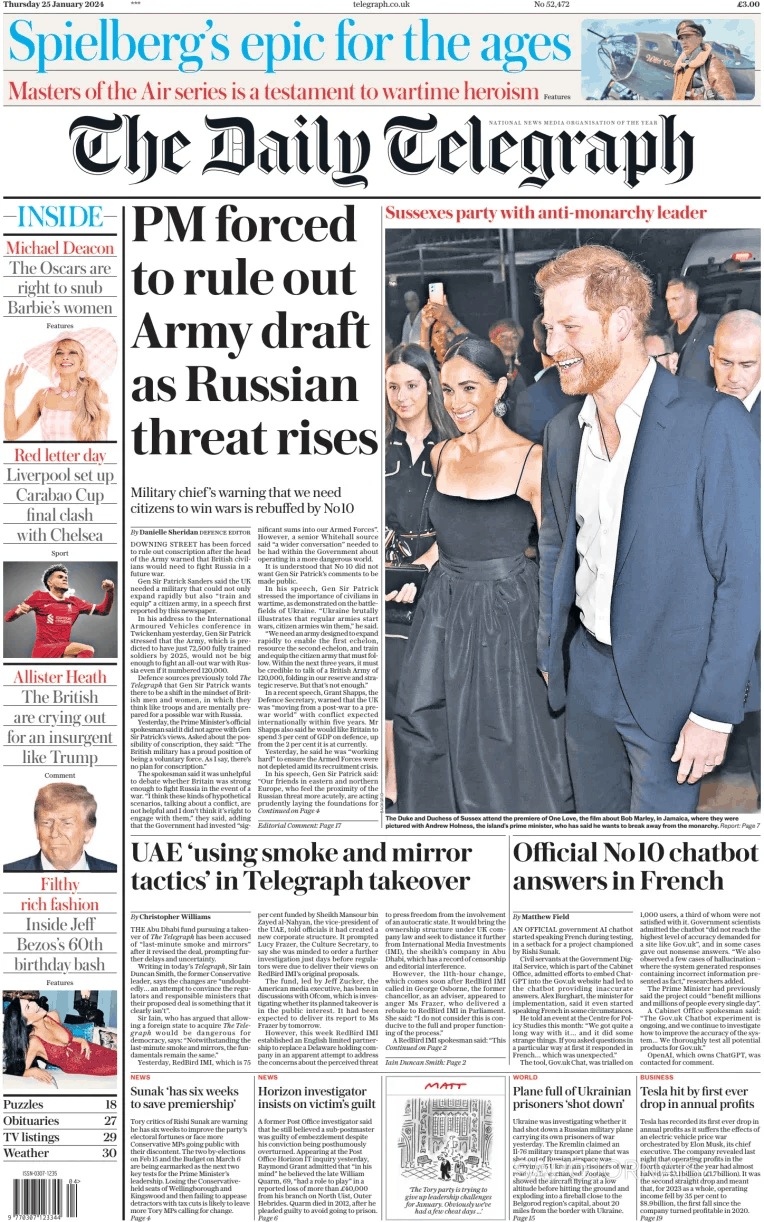 The Daily Telegraph (25 jan 2024) - Jornais e Revistas - SAPO.pt ...