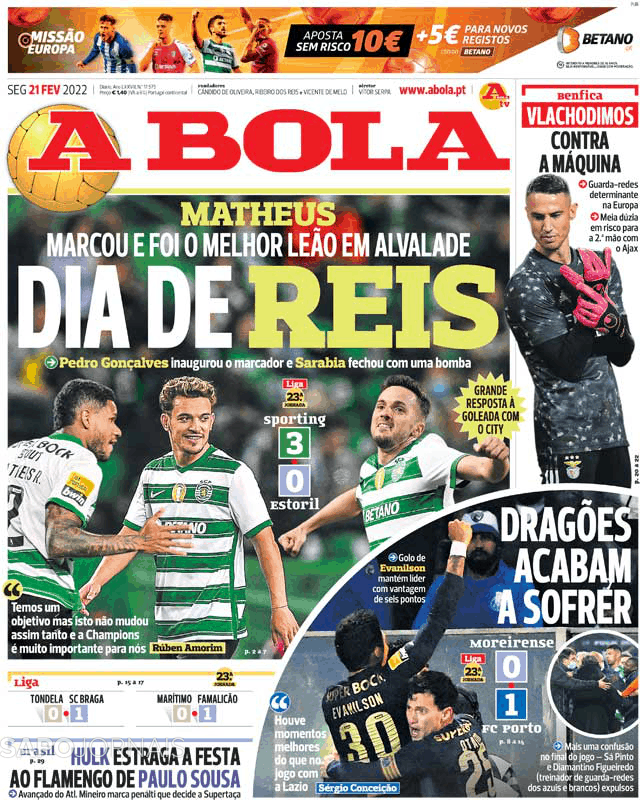 A Bola (21 fev 2022) - Jornais e Revistas - SAPO.pt - Última hora e ...