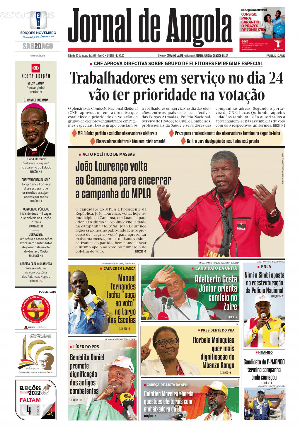 Jornal de Angola (20 ago 2022) - Jornais e Revistas - SAPO.pt - Última ...