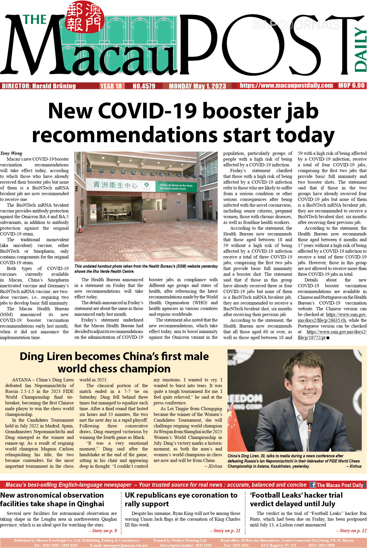 The Macau Post Daily (1 mai 2023) - Jornais e Revistas - SAPO.pt ...