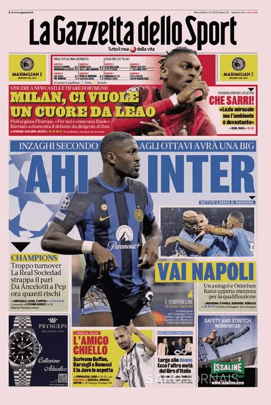 Gazzetta dello Sport (13 dez 2023) - Jornais e Revistas - SAPO.pt - Última hora e notícias de ...