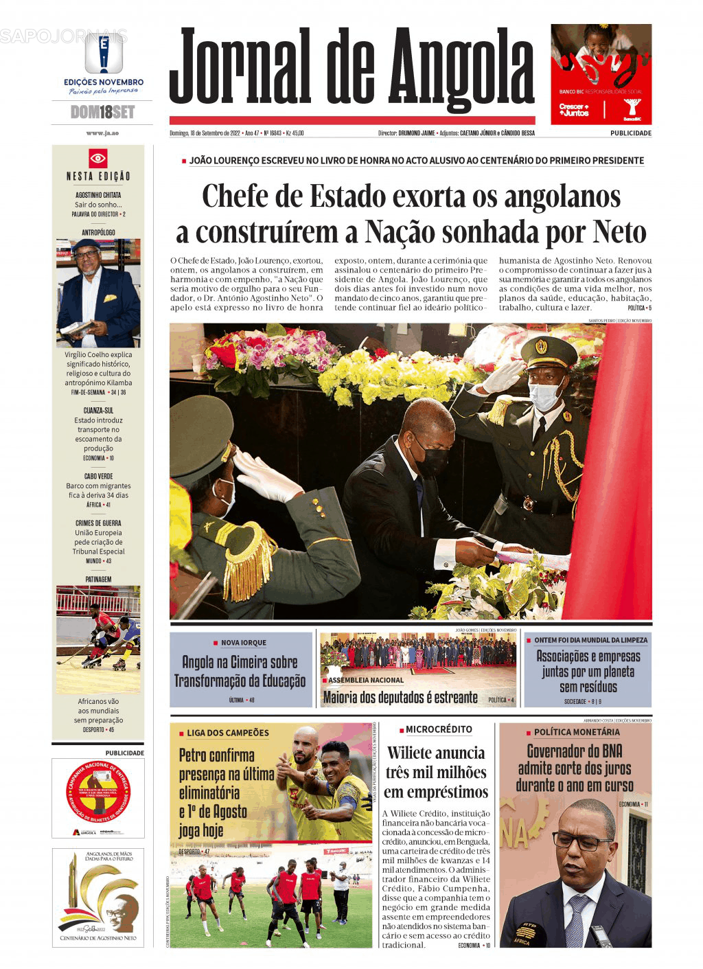 Jornal de Angola (18 set 2022) - Jornais e Revistas - SAPO.pt - Última ...