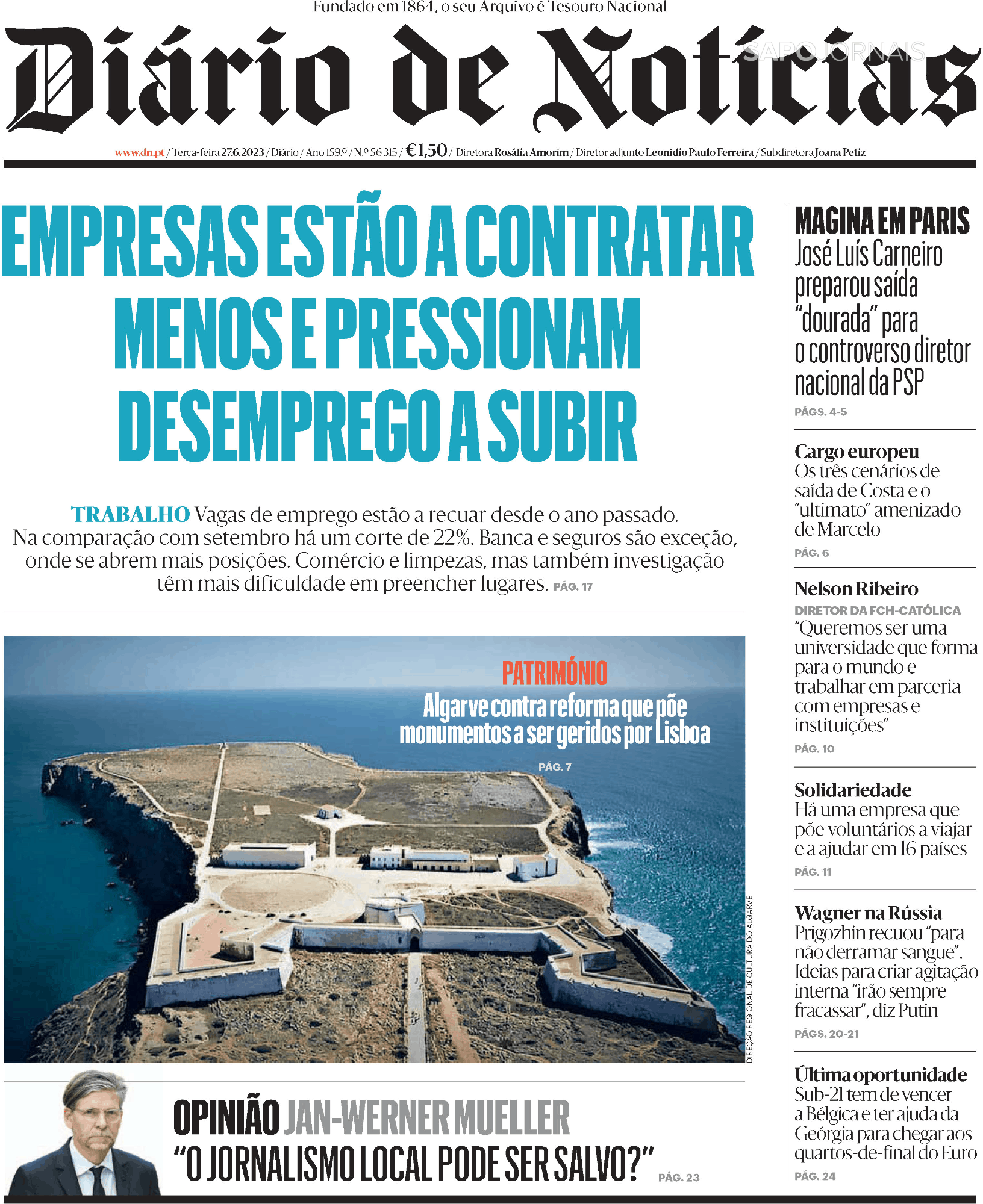 Diário de Notícias (27 jun 2023) - Jornais e Revistas - SAPO.pt ...