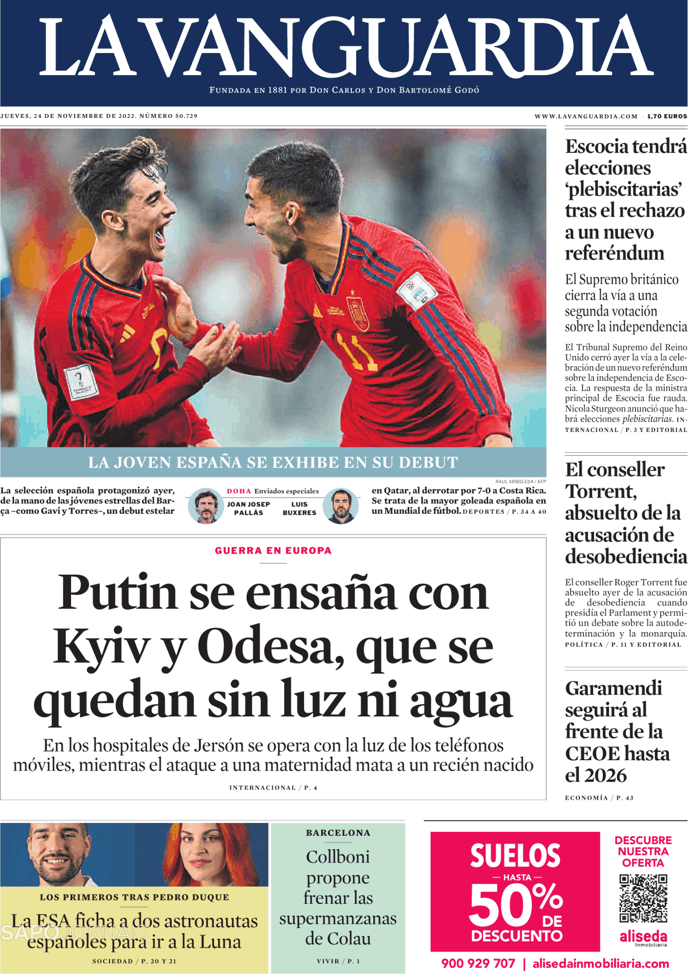 La Vanguardia (24 nov 2022) - Jornais e Revistas - SAPO.pt - Última ...