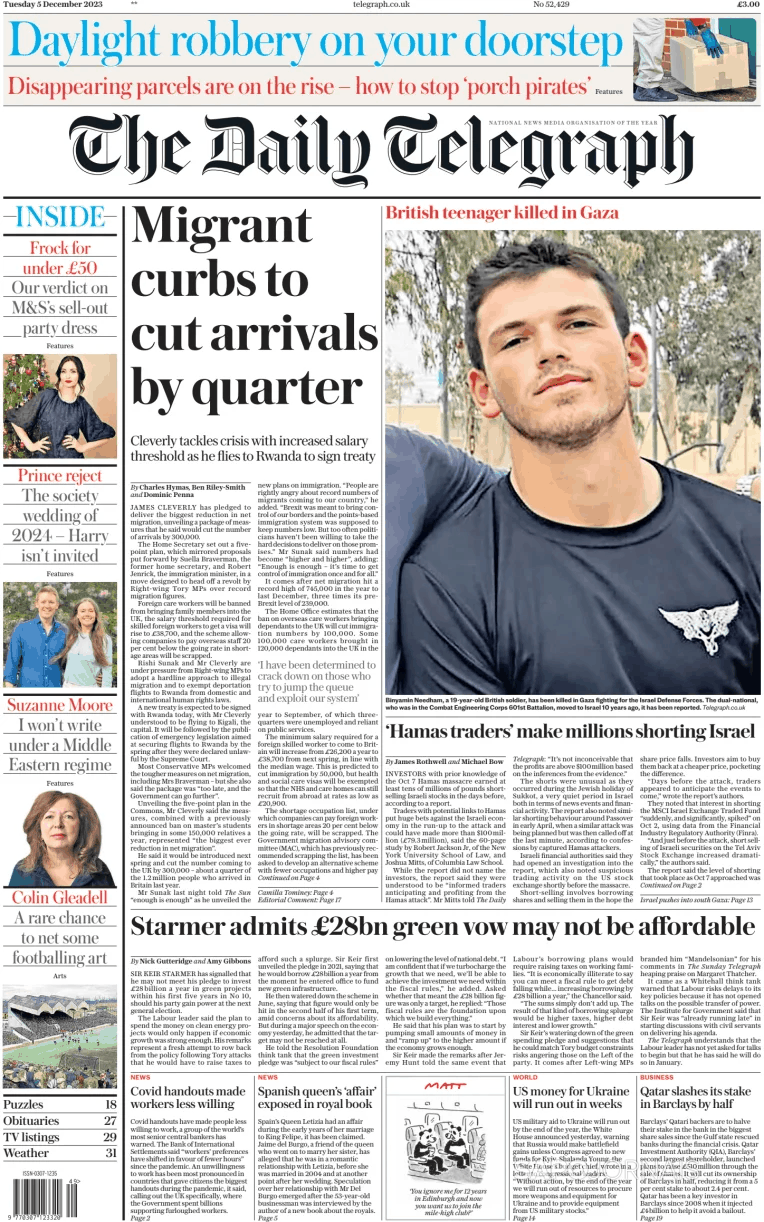 The Daily Telegraph (5 dez 2023) - Jornais e Revistas - SAPO.pt ...