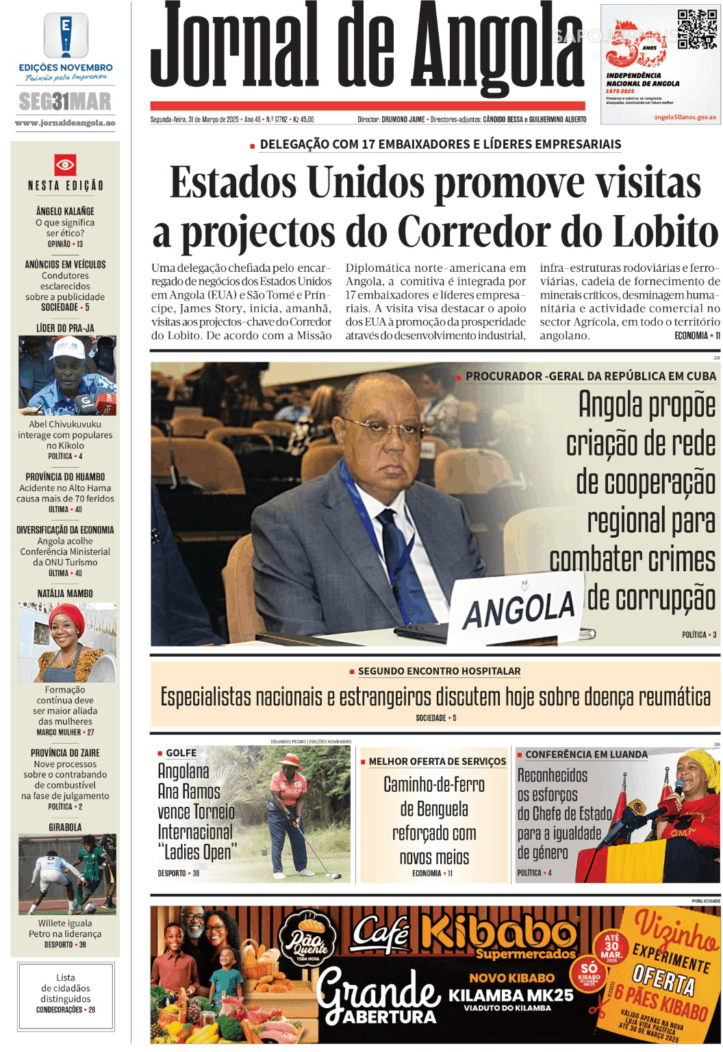 Jornal de Angola (31 mar 2025) - Jornais e Revistas - SAPO.pt - Última hora e notícias de hoje ...