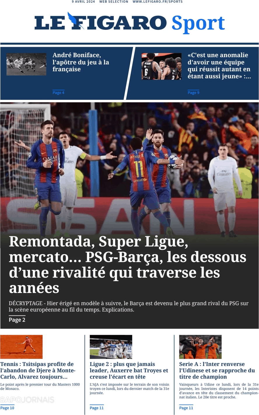 Le Figaro Sport (9 abr 2024) - Jornais e Revistas - SAPO.pt - Última ...