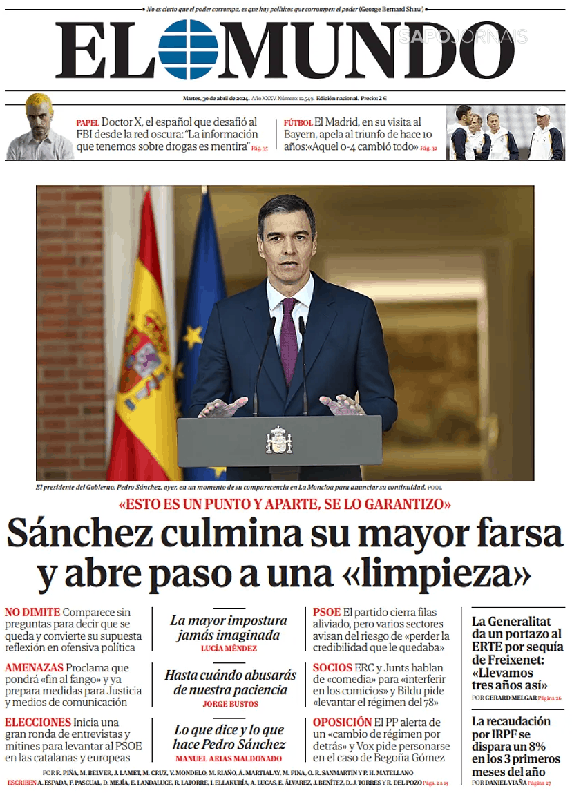 El Mundo (30 abr 2024) - Jornais e Revistas - SAPO.pt - Última hora e notícias de hoje ...