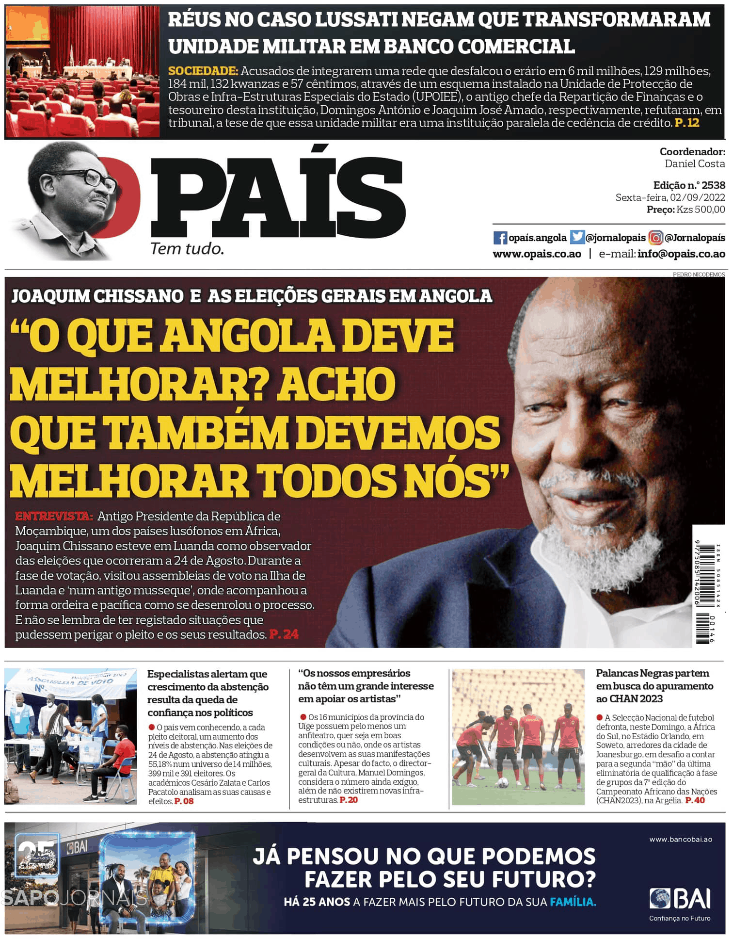 O País (2 set 2022) - Jornais e Revistas - SAPO.pt - Última hora e ...